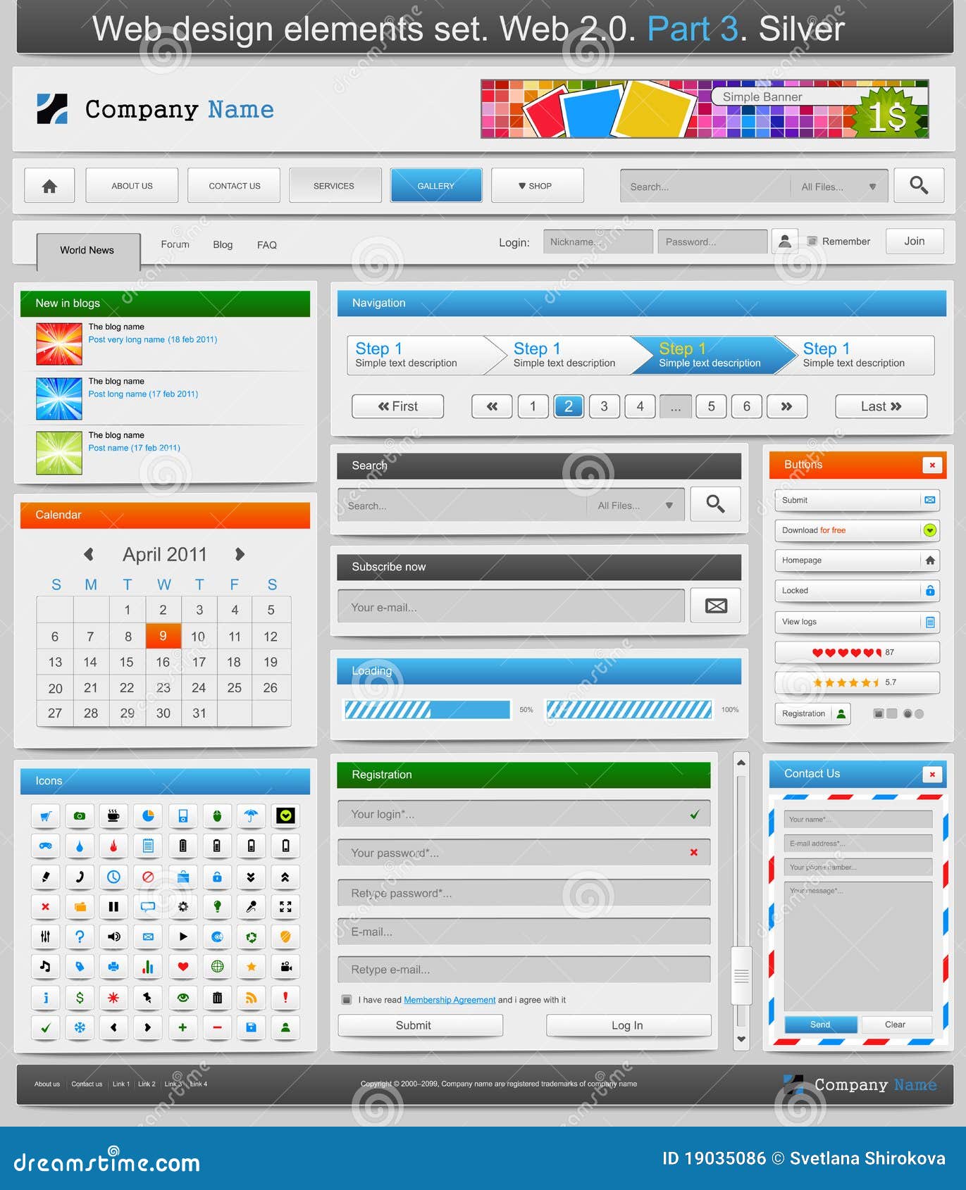 Web Design Elements Set. Part 3 Stock Vector - Illustration of ...