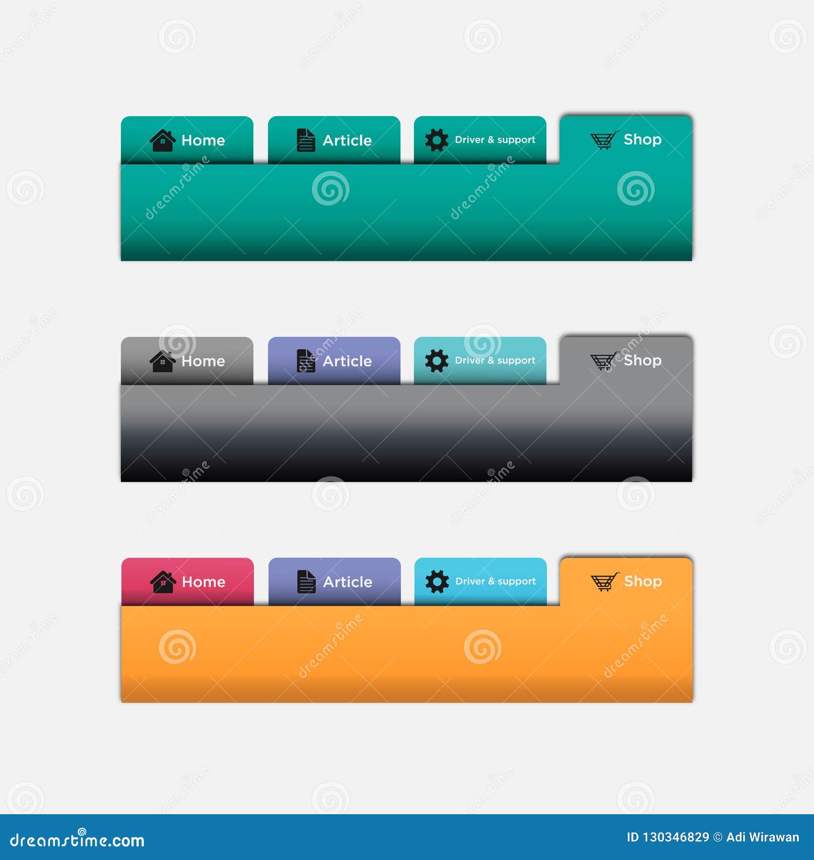Web Navigation Tabs Buttons Gradient Vector Template Bar Menu Tab Website Element Ui Site