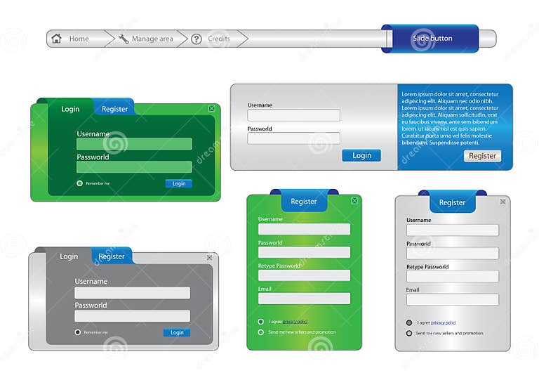 Web Design Frame elements stock illustration. Illustration of glossy ...