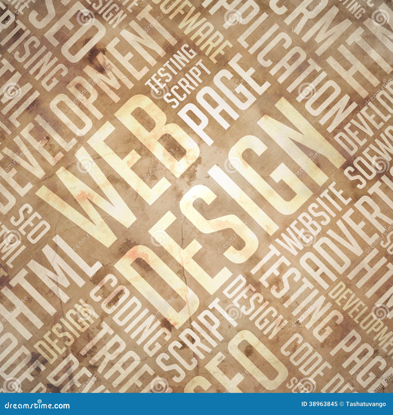 Web Design - Grunge Beige-Brown Wordcloud. Stock Image - Image of page ...