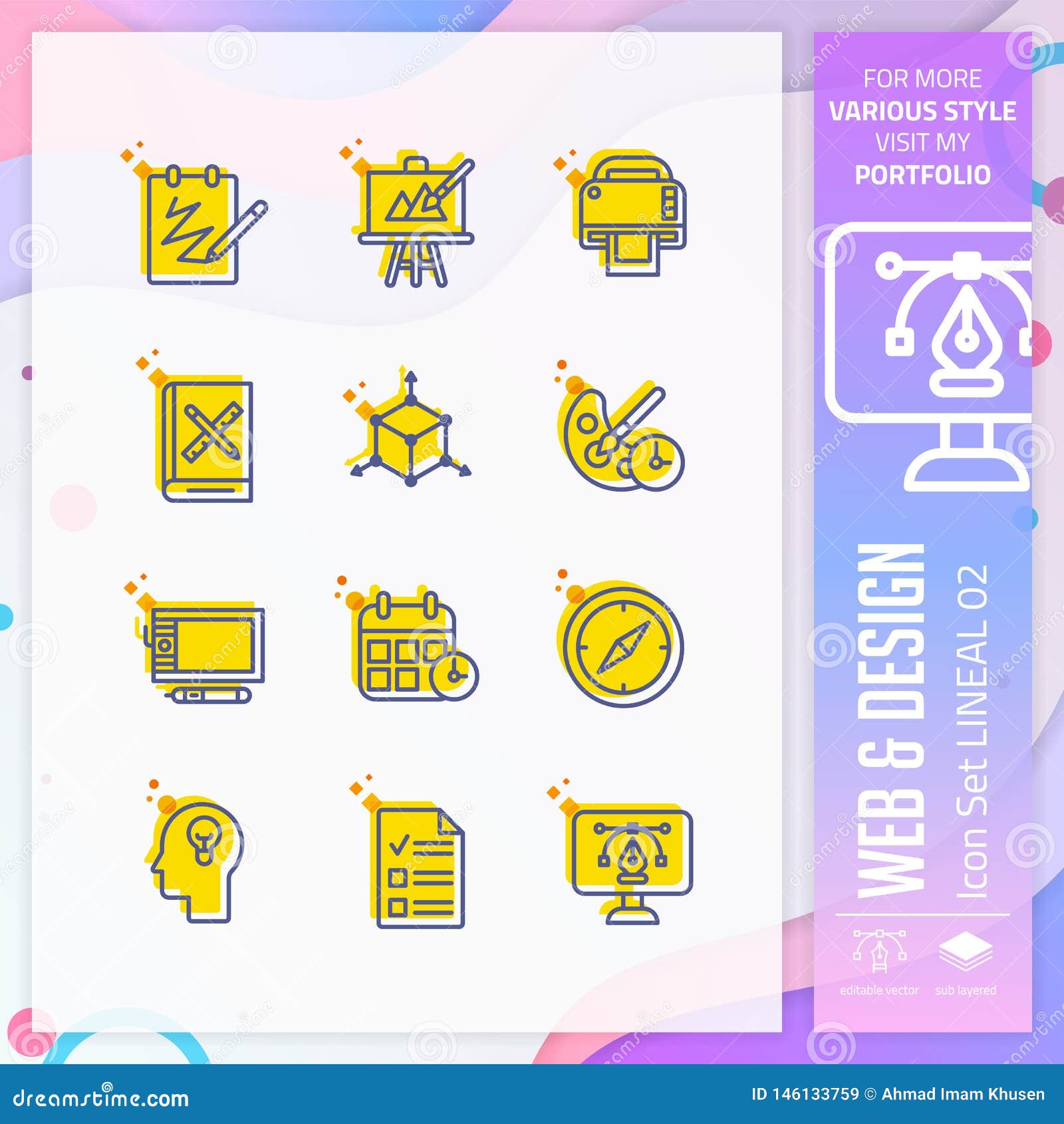 Web & Design Icon Set with Lineal Style for Website Element. Design ...