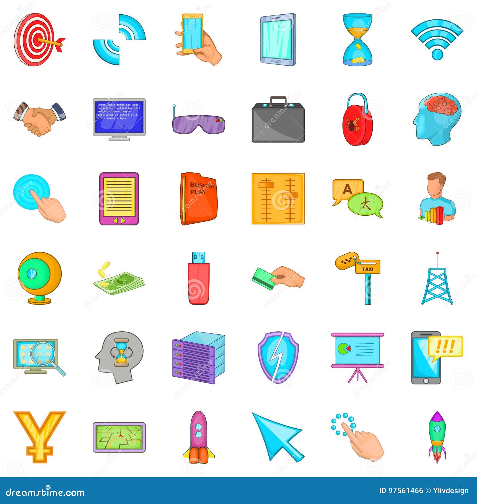 Web Design Icons Set, Cartoon Style Stock Vector - Illustration of ...
