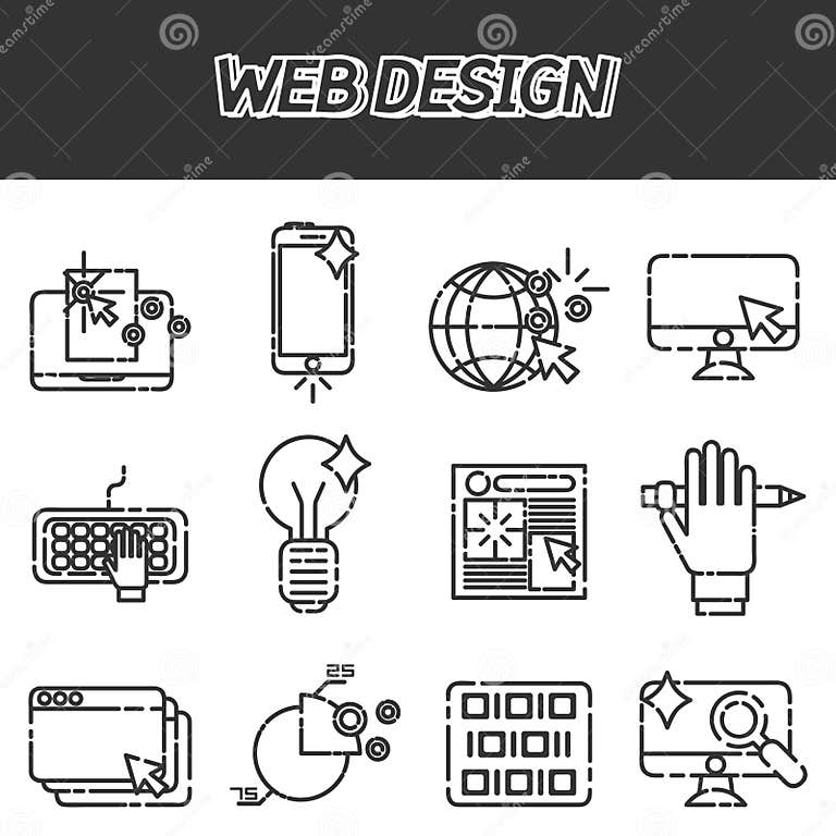 Web design icons set stock vector. Illustration of chart - 84951446