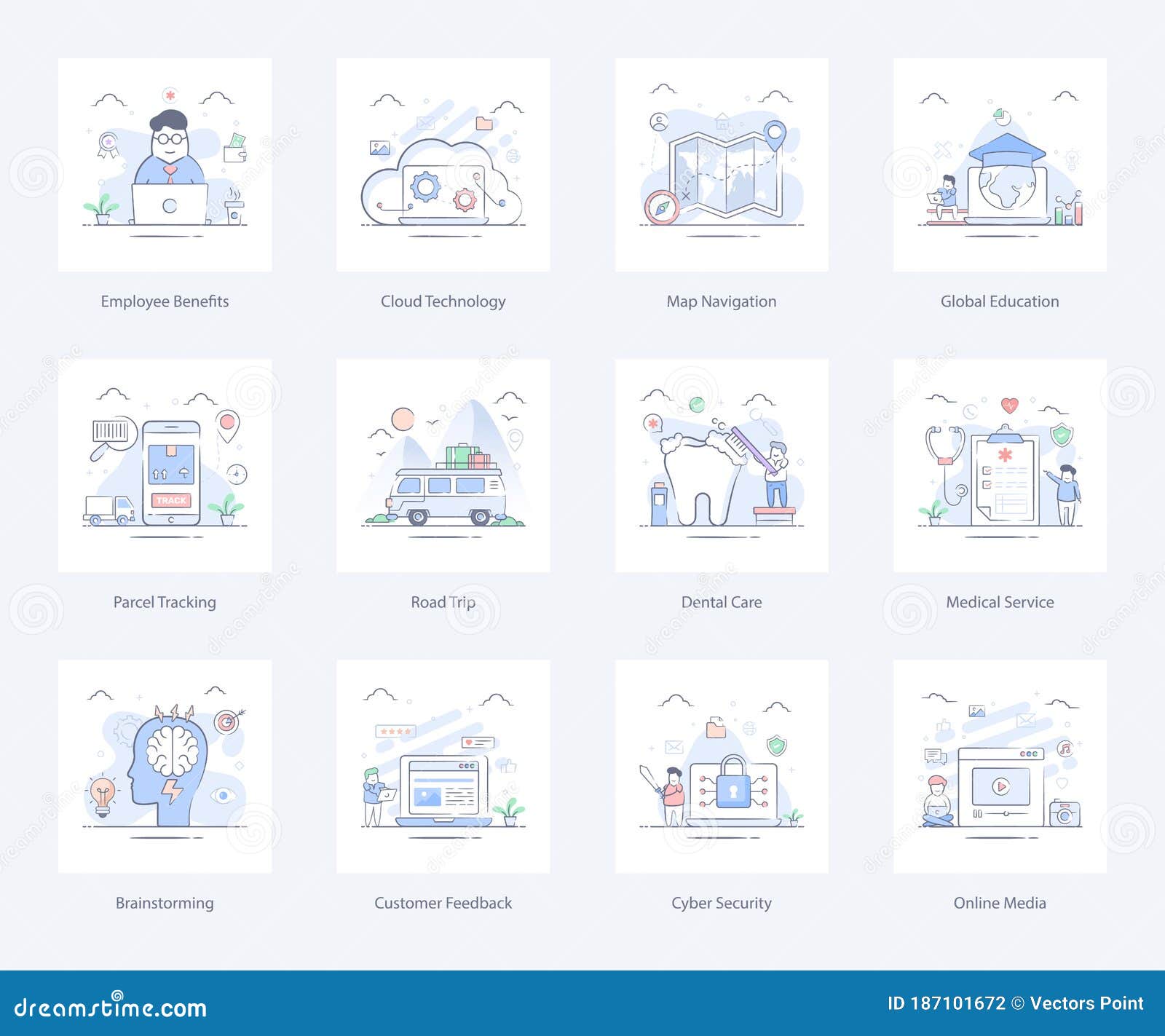 Web Ui Design Flat Icons Pack Stock Vector - Illustration of speed ...