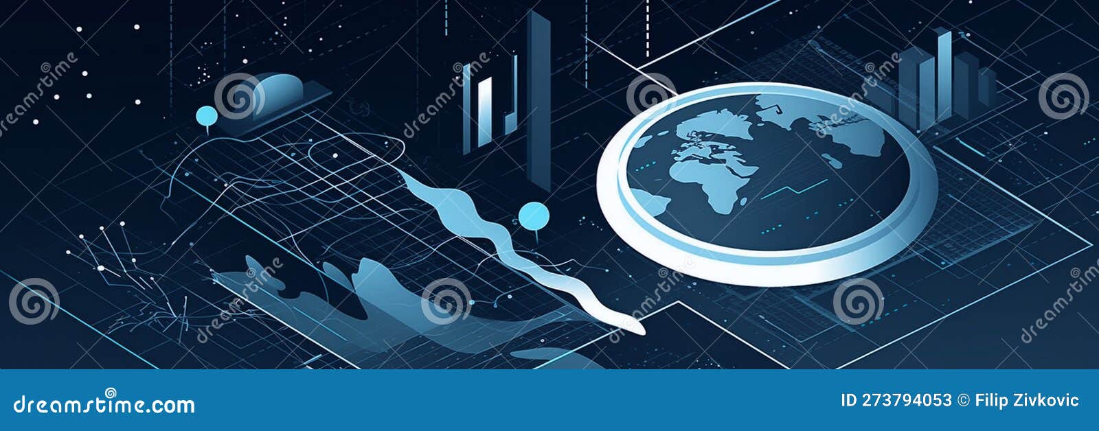 Web Design Illustration - Data Analysis , Dark Blue Palette ...