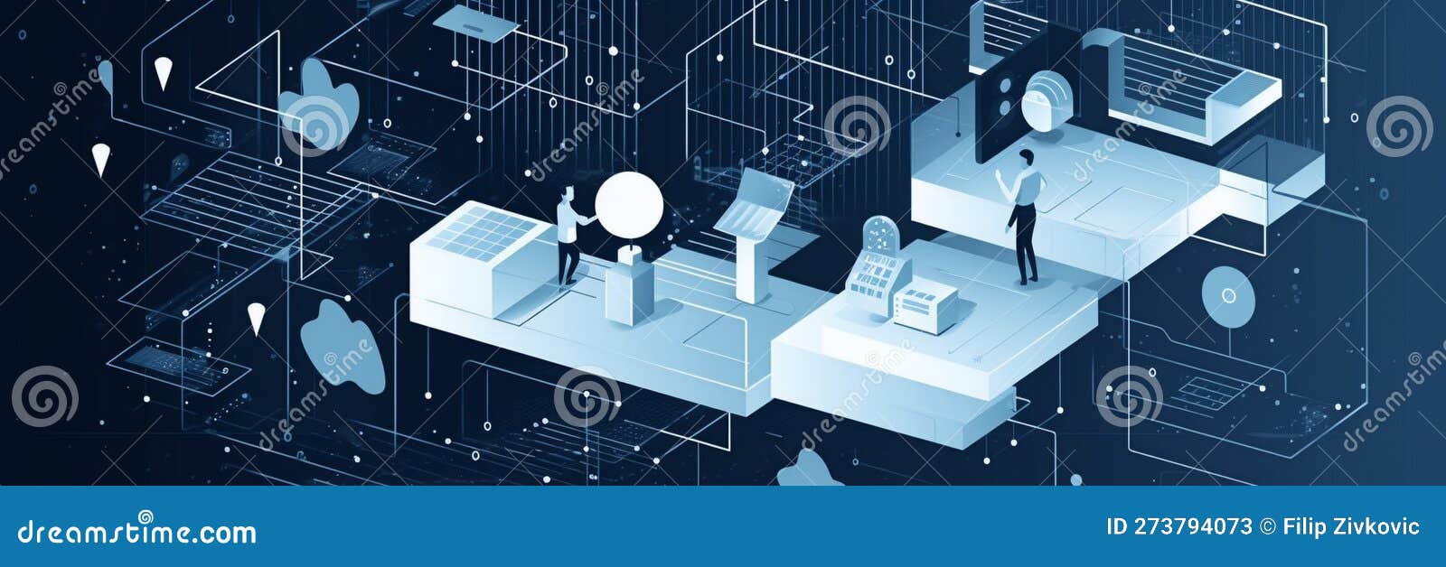 Web Design Illustration - Data Analysis , Dark Blue Palette ...