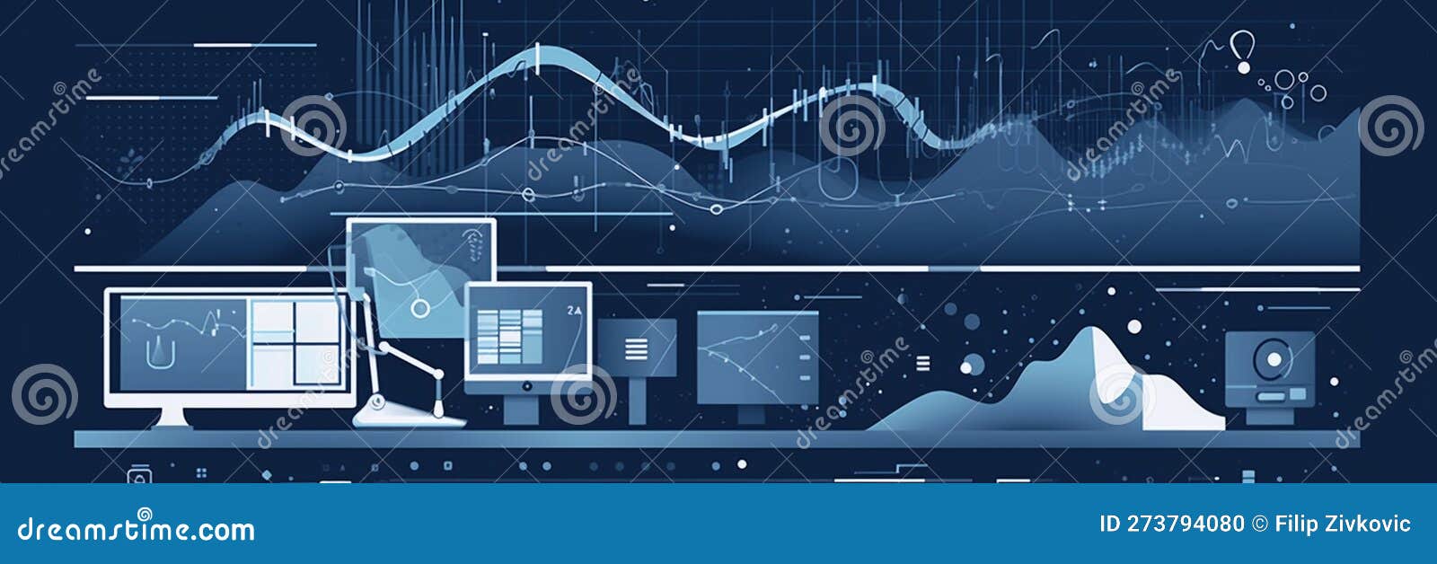 Web Design Illustration - Data Analysis , Dark Blue Palette ...