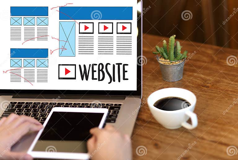 Web Design Layout Sketch Drawing Software Media WWW and Graphic Stock ...