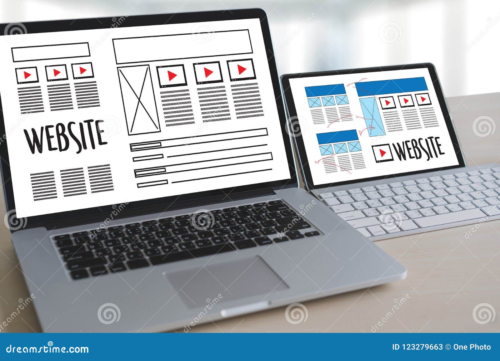 Web Design Layout Sketch Drawing Software Media WWW and Graphic Stock ...