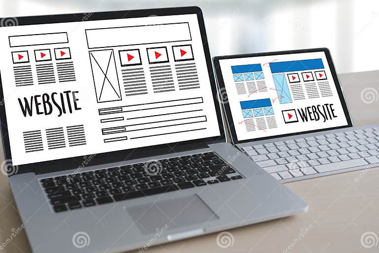 Web Design Layout Sketch Drawing Software Media WWW and Graphic Stock ...