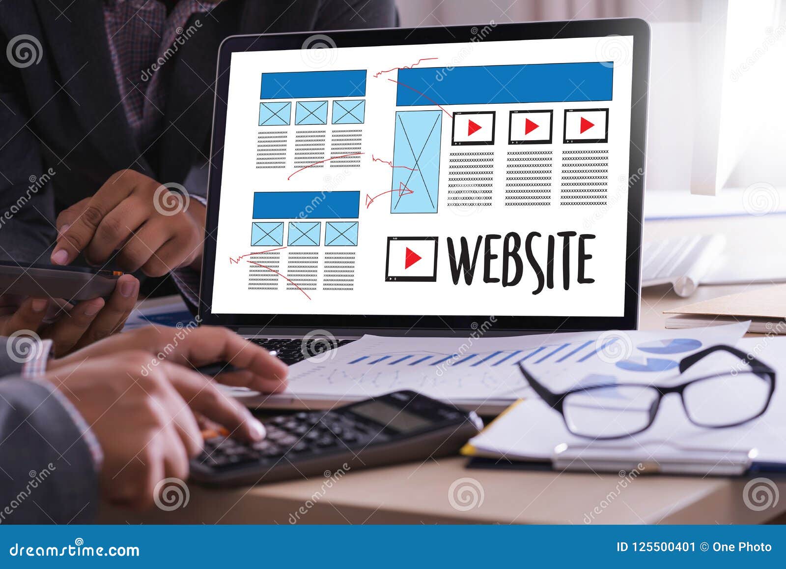 Web Design Layout Sketch Drawing Software Media WWW and Graphic Stock ...