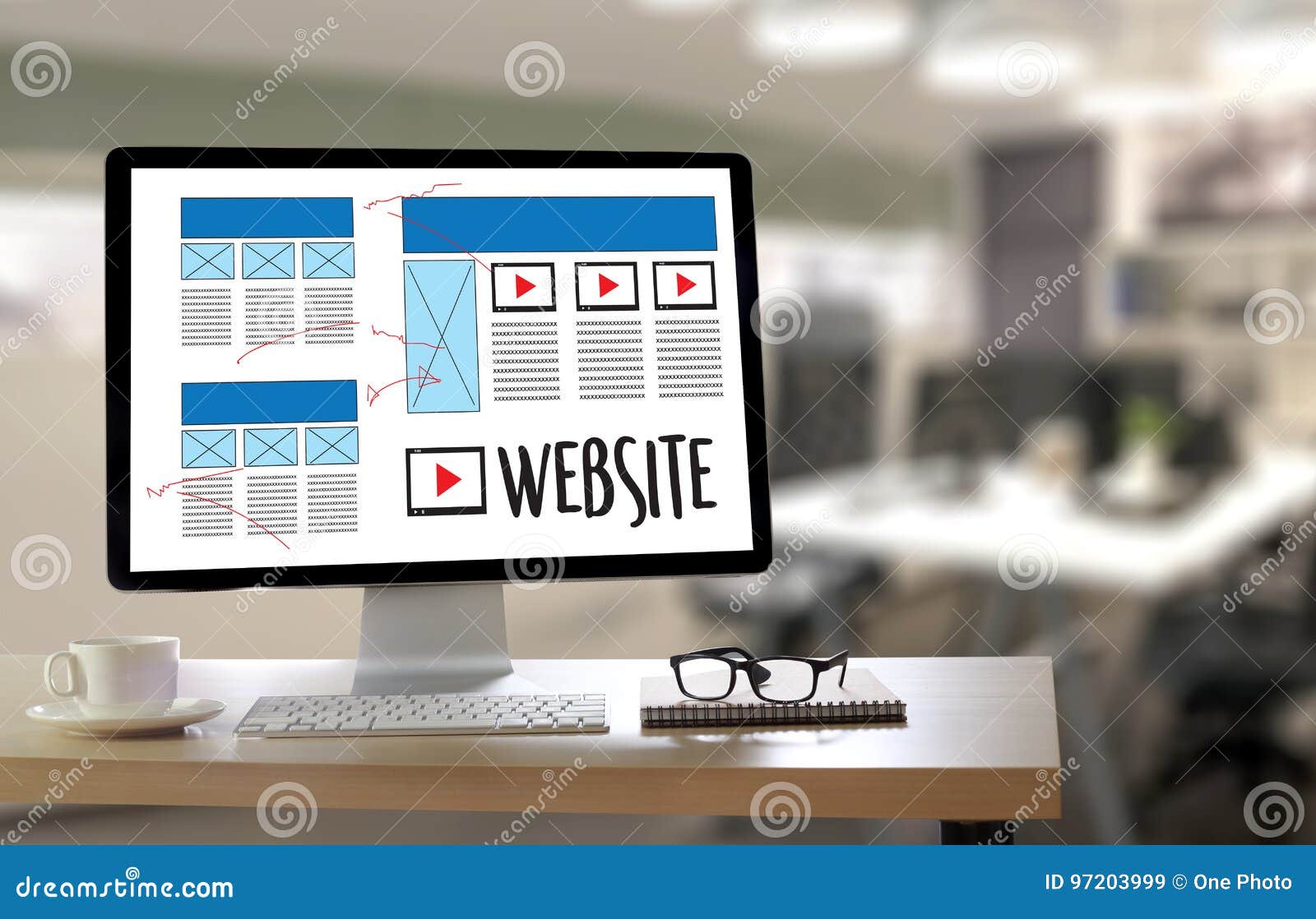 Web Design Layout Sketch Drawing Software Media WWW and Graphic Stock ...