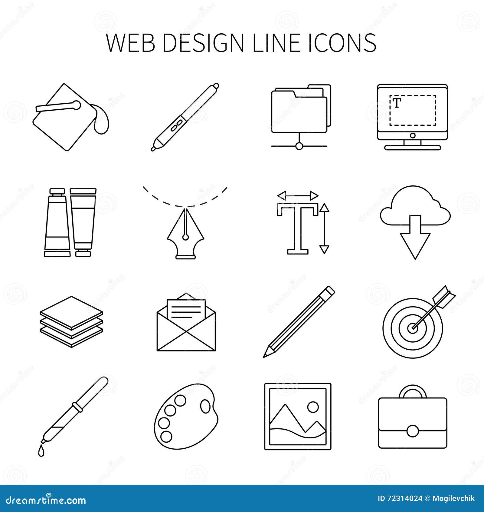 Web Design Line Icon Set stock vector. Illustration of money - 72314024
