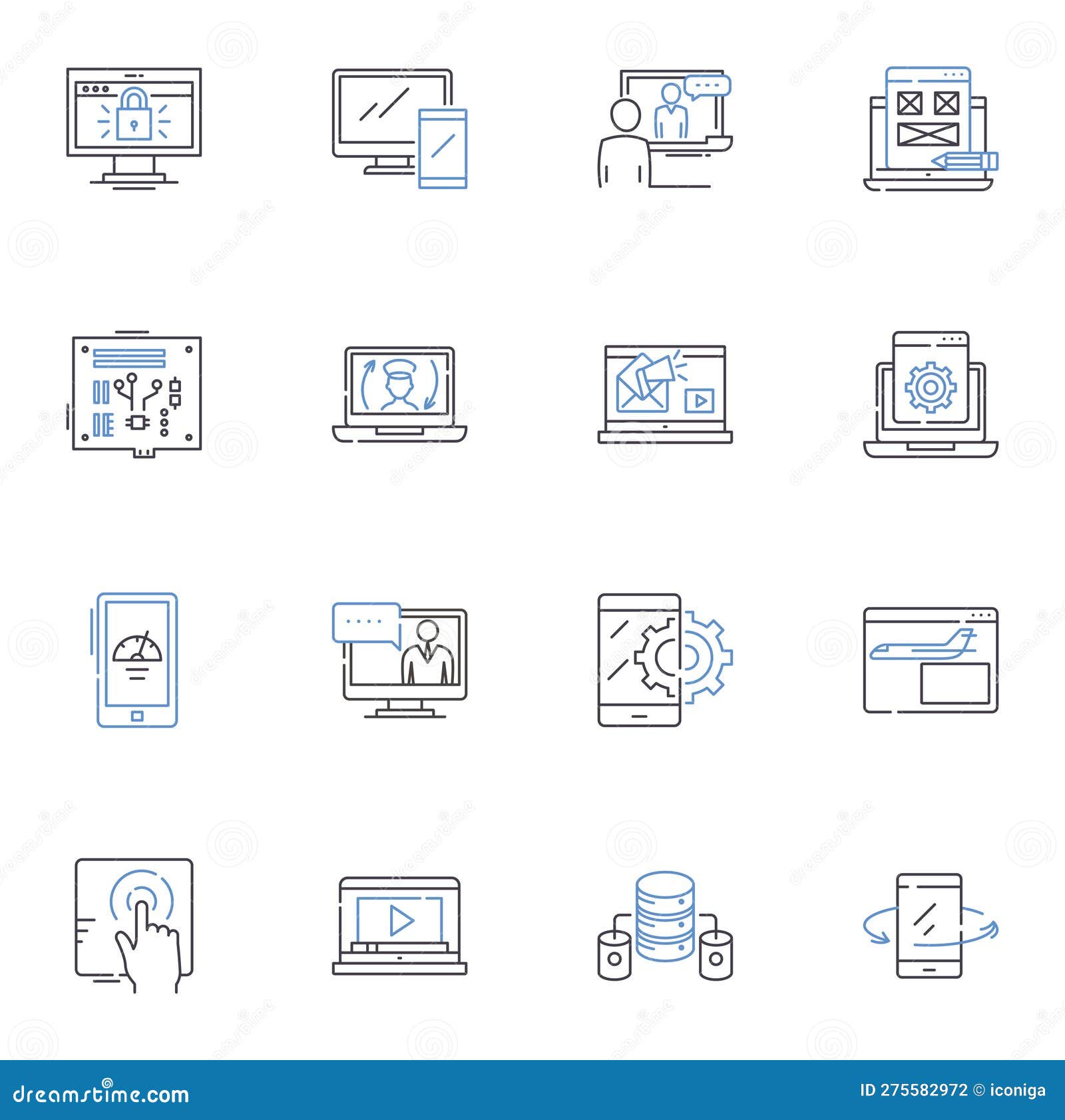 Web Design Line Icons Collection. Interface, Layout, Content, Typography, Navigation, Graphics ...