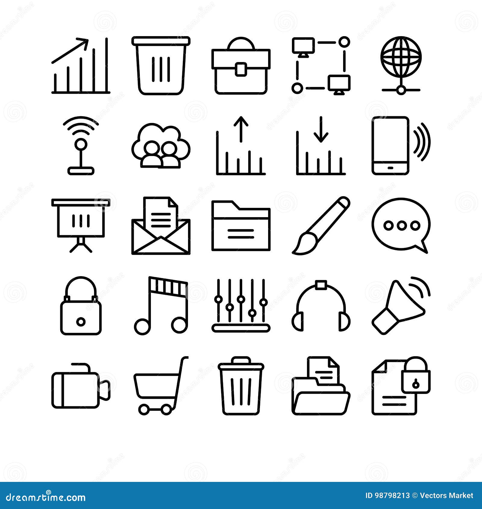 Web Design Line Vector Icons 7 Stock Illustration - Illustration of ...