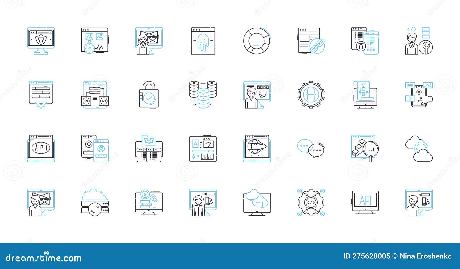 Web Design Linear Icons Set Layout Typography Graphics Navigation Responsive Accessibility