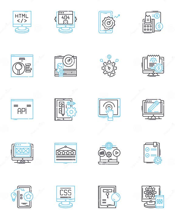 Web Design Linear Icons Set. Typography, Layout, Navigation, Responsive, Interface, HTML, CSS ...