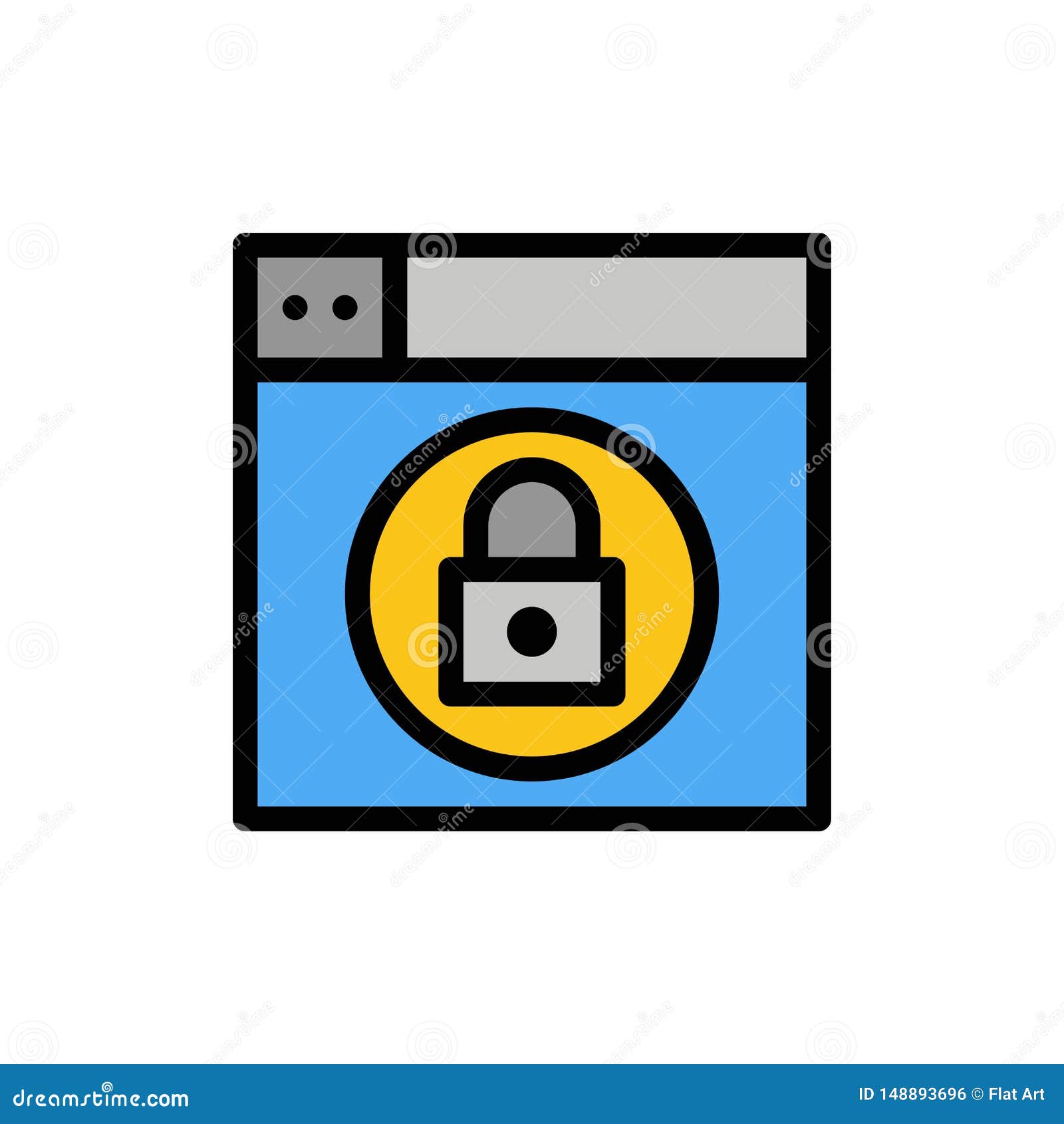 Web, Design, Lock Flat Color Icon. Vector Icon Banner Template Stock ...