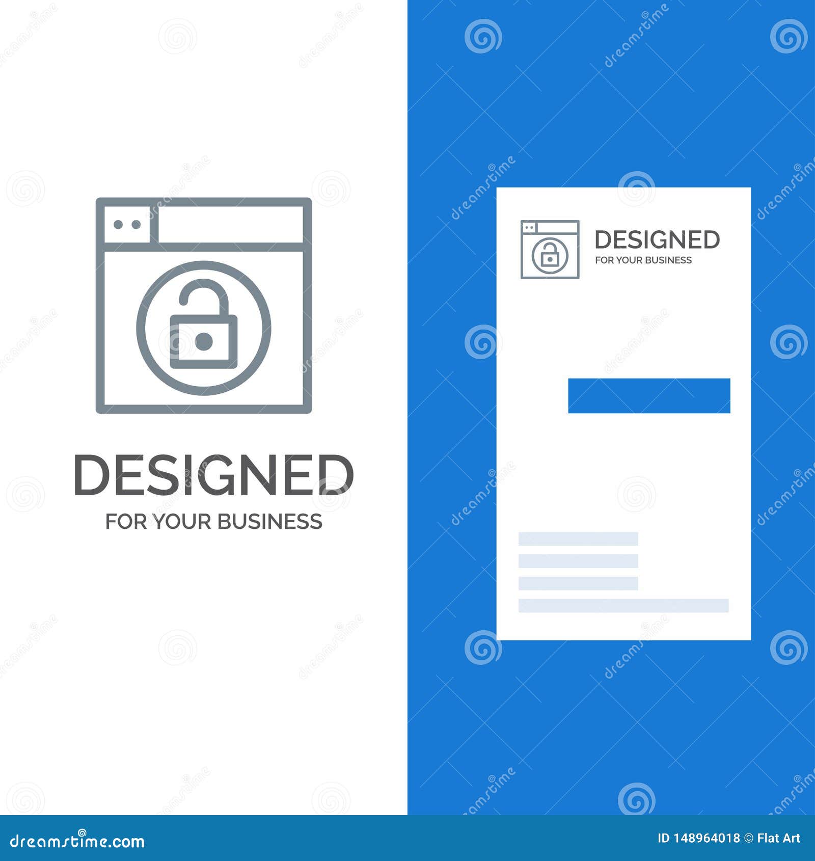 Web, Design, Lock, Unlock Grey Logo Design and Business Card Template ...