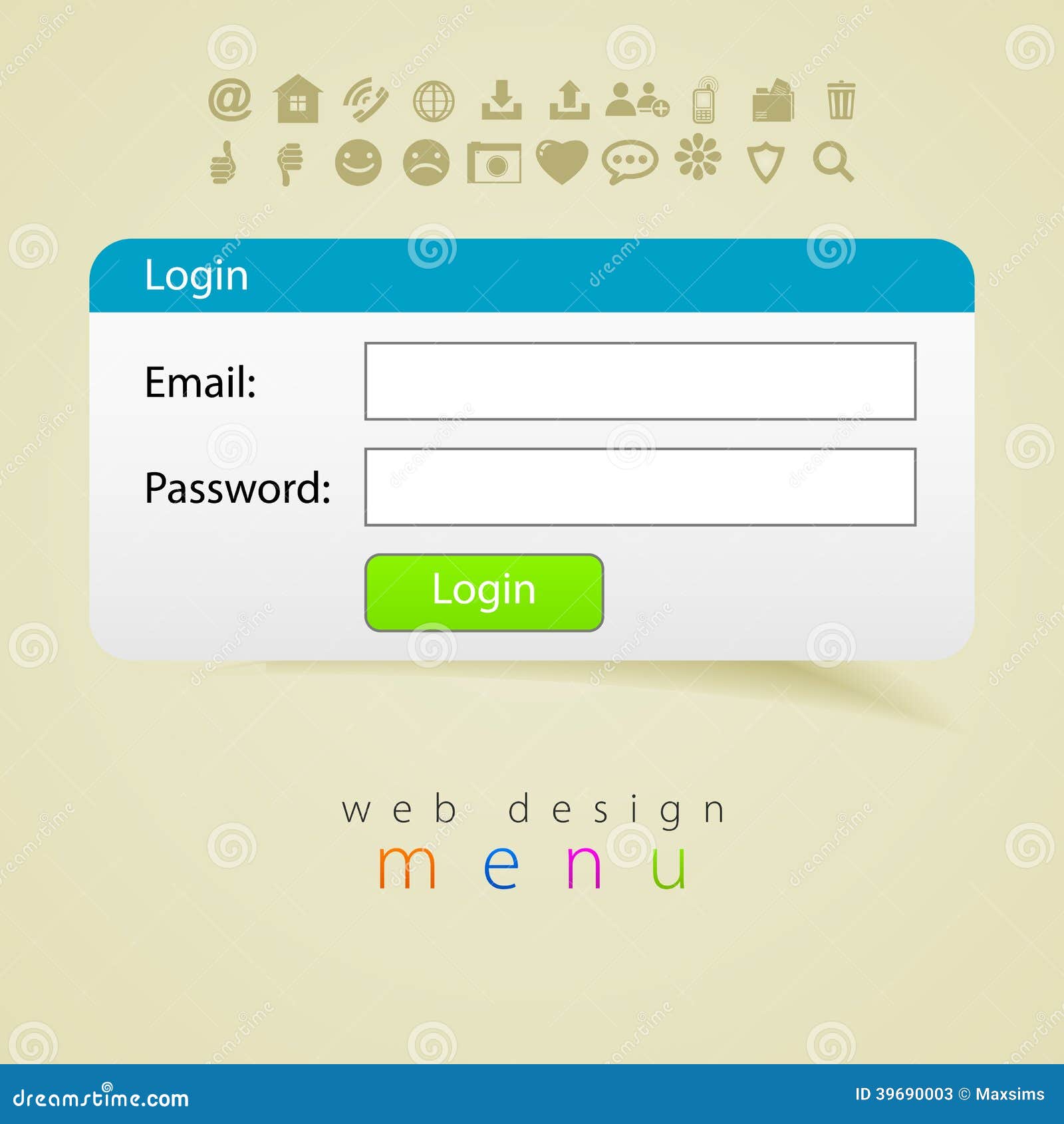 Web Design Login Menu Icon Mail Stock Vector - Illustration of empty ...