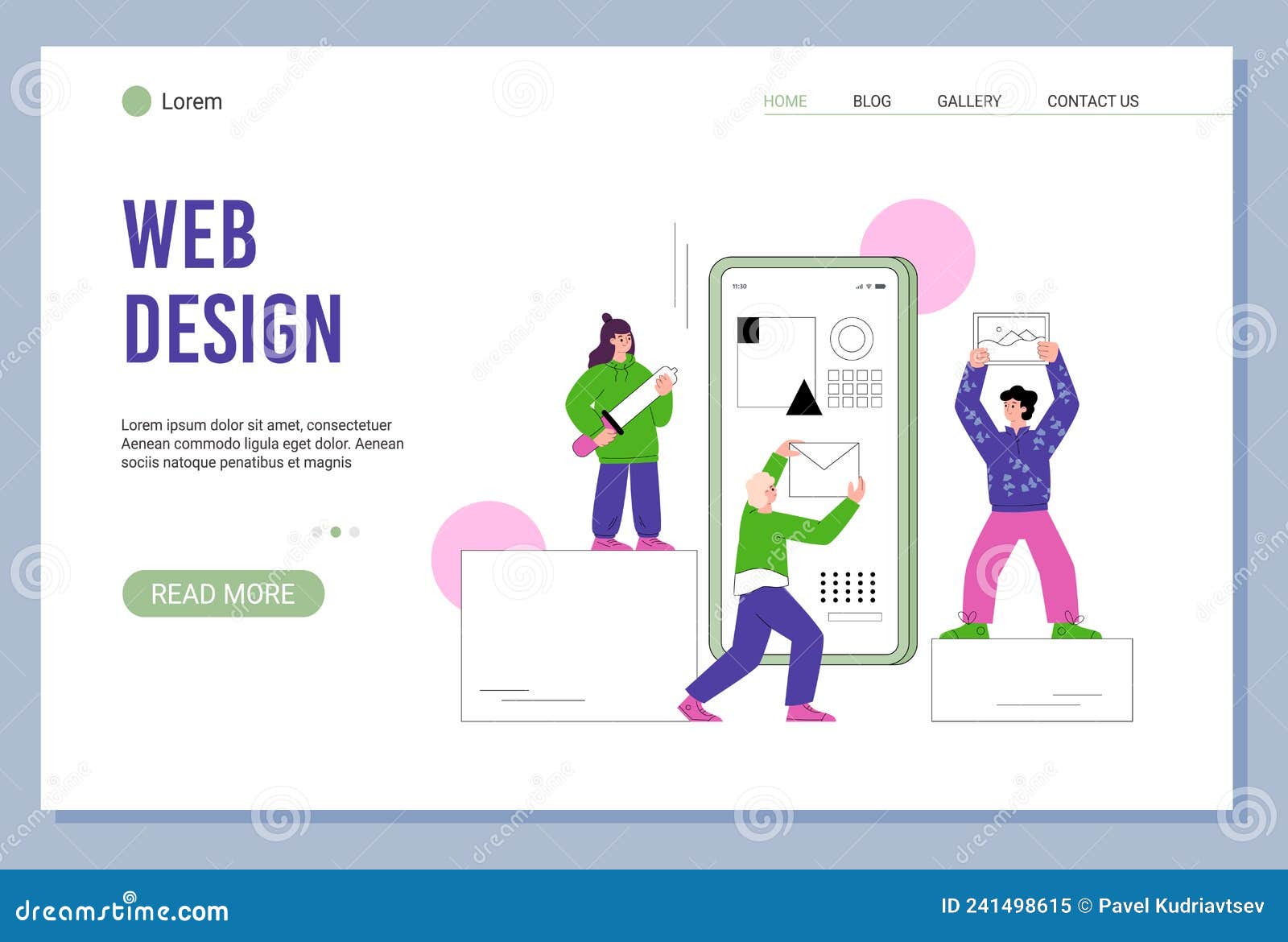 Male Content Creator Using Smartphone In Flat Vector Illustration ...