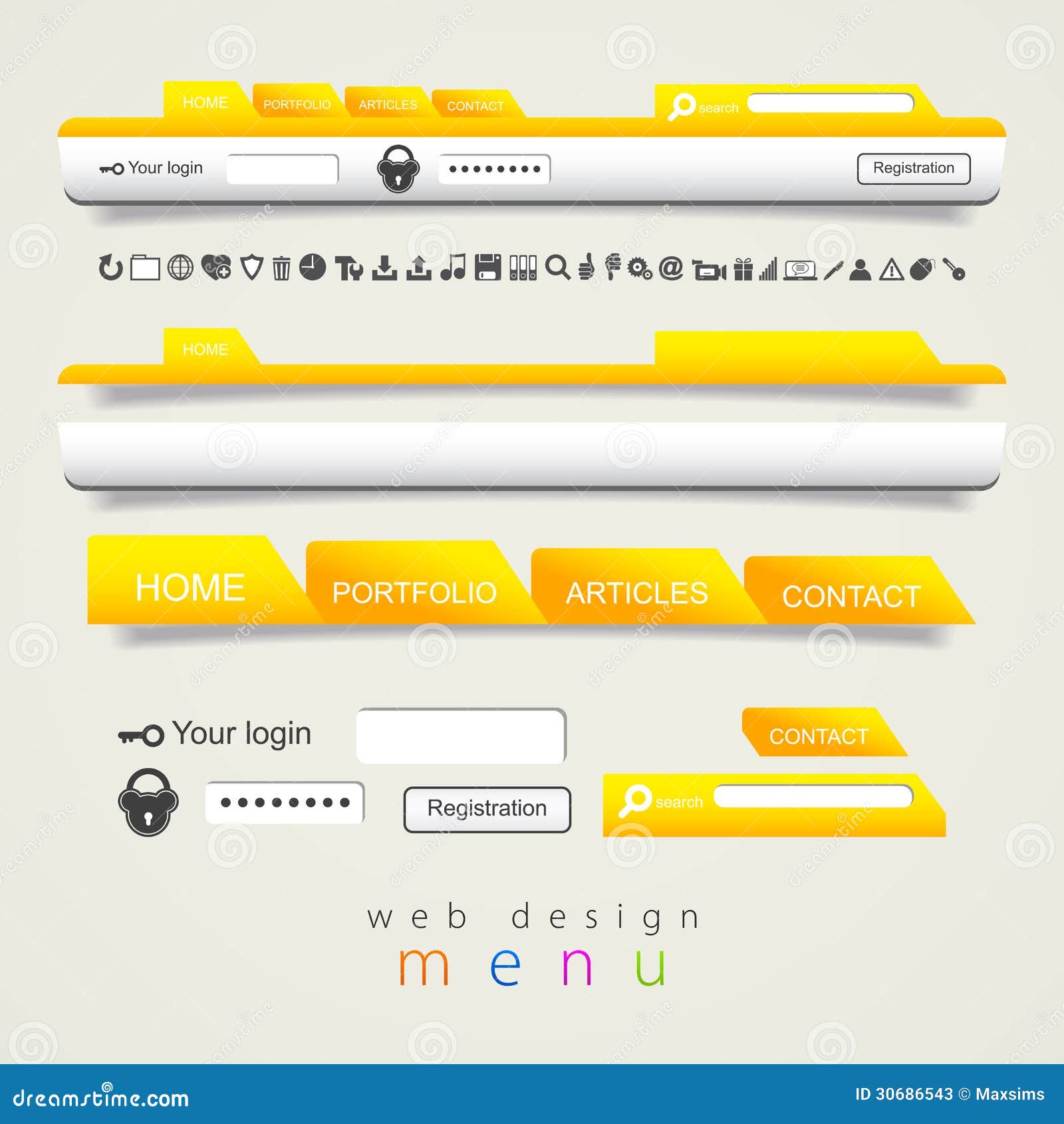 Web Design Navigation Set Icons Stock Vector - Illustration of ...