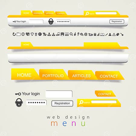 Web Design Navigation Set Icons Stock Vector - Illustration of ...