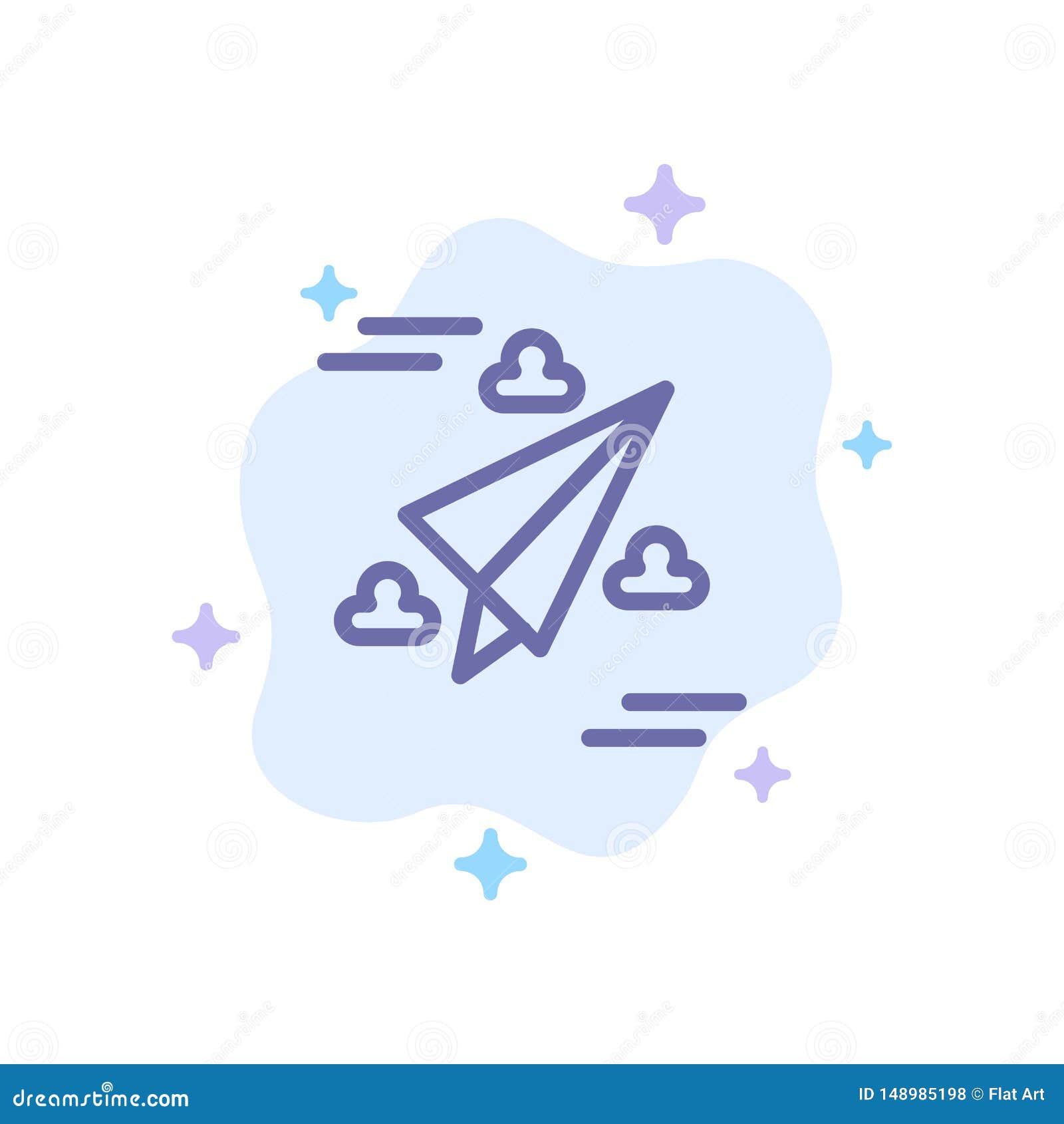 Web, Design, Paper, Fly Blue Icon on Abstract Cloud Background Stock ...