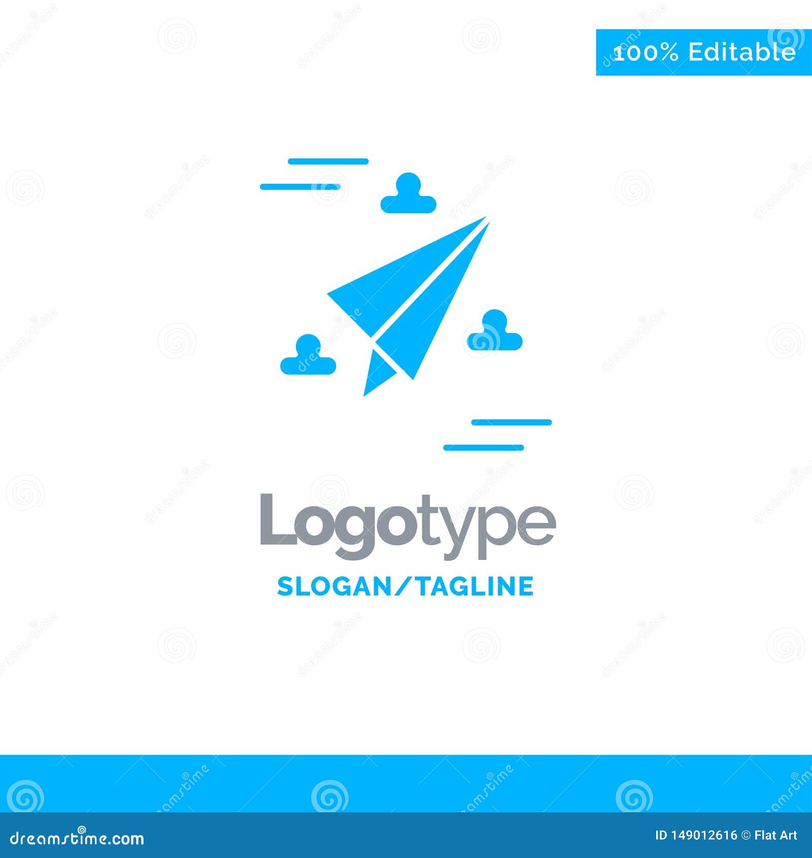 Web, Design, Paper, Fly Blue Solid Logo Template. Place for Tagline ...