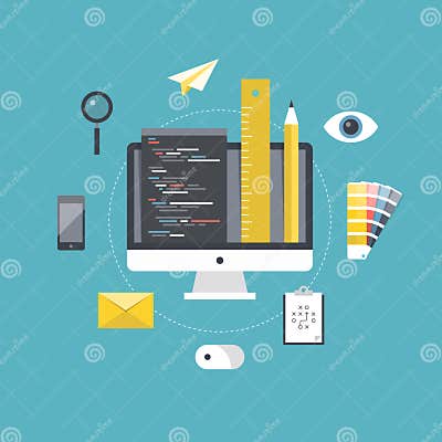 Web Design and Programming Development Stock Vector - Illustration of monitor, develop: 38747303