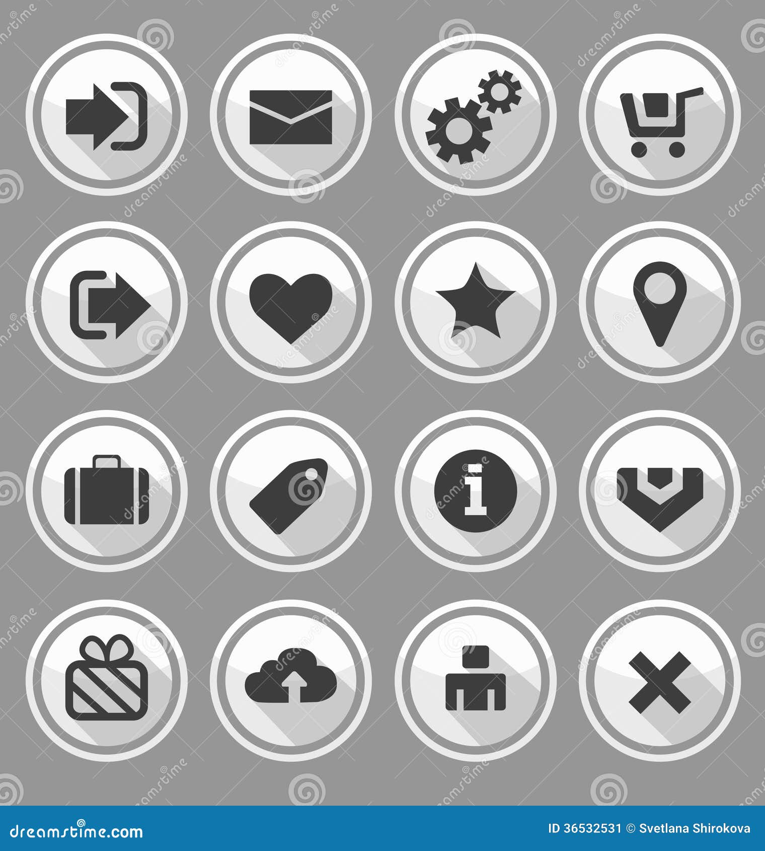 Web Design Round Buttons White Set Stock Vector - Illustration of ...