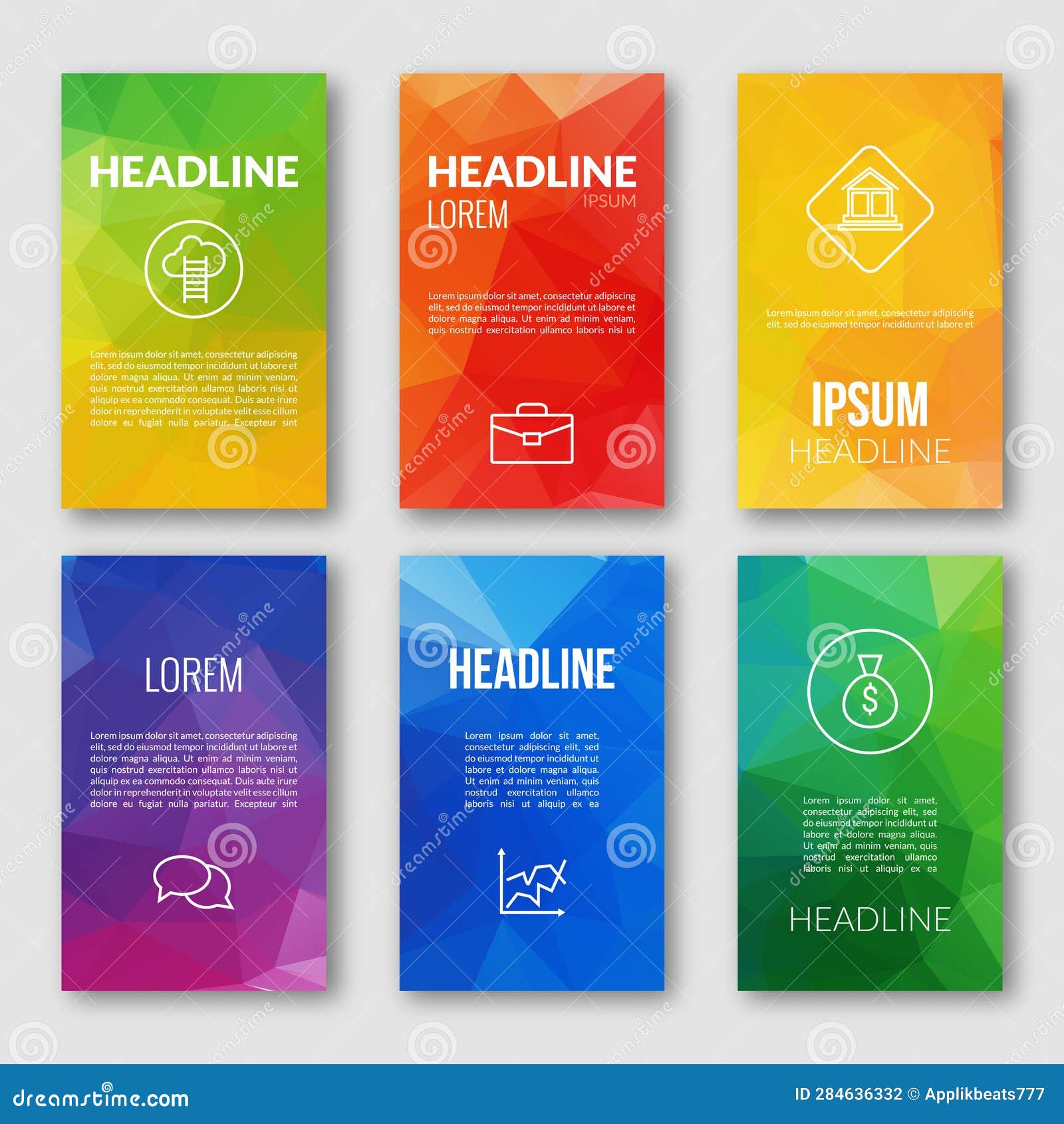 Web Design Set Template, Business Triangular Banners, Brochures. Mobile ...