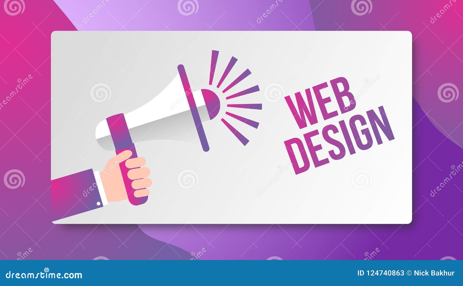 Web Design Slogan Banner Megaphone Stock Illustration - Illustration of ...