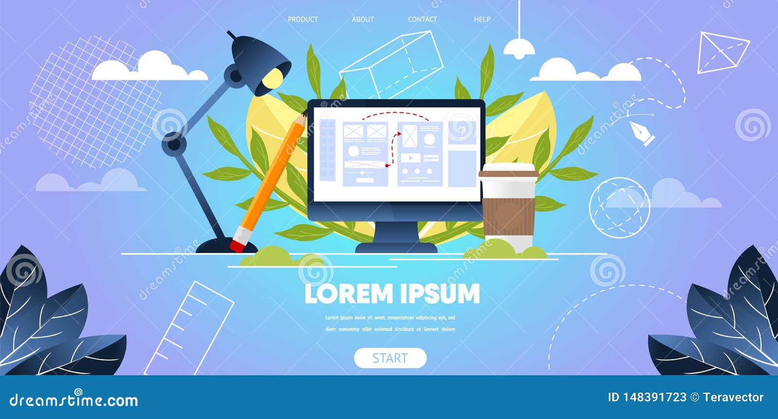 Web Design Studio Cartoon Vector Website Template Stock Vector ...
