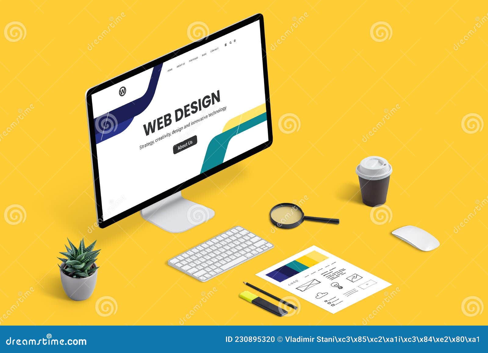 Web Design Studio Concept. Isometric View Stock Photo - Image of ...