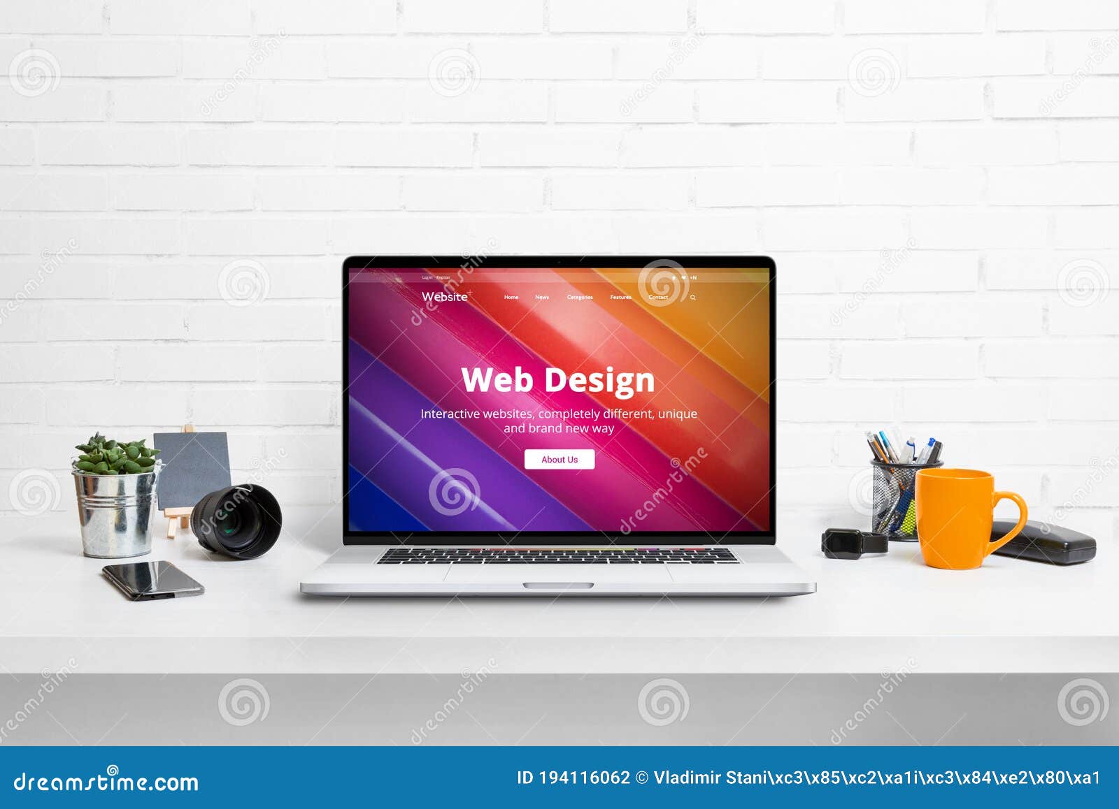 Web Design Studio Concept Web Site on Laptop Display Stock Photo ...