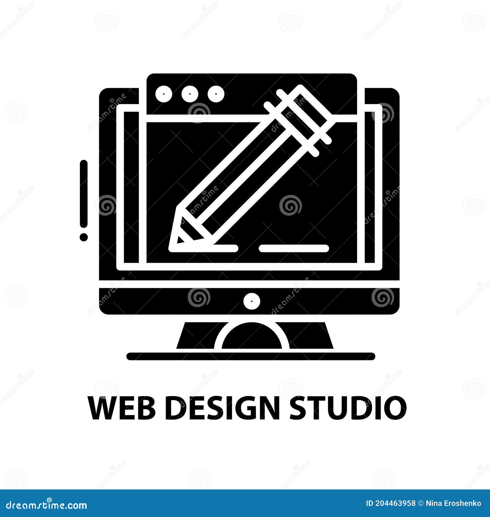 Web Design Studio Icon, Black Vector Sign with Editable Strokes ...