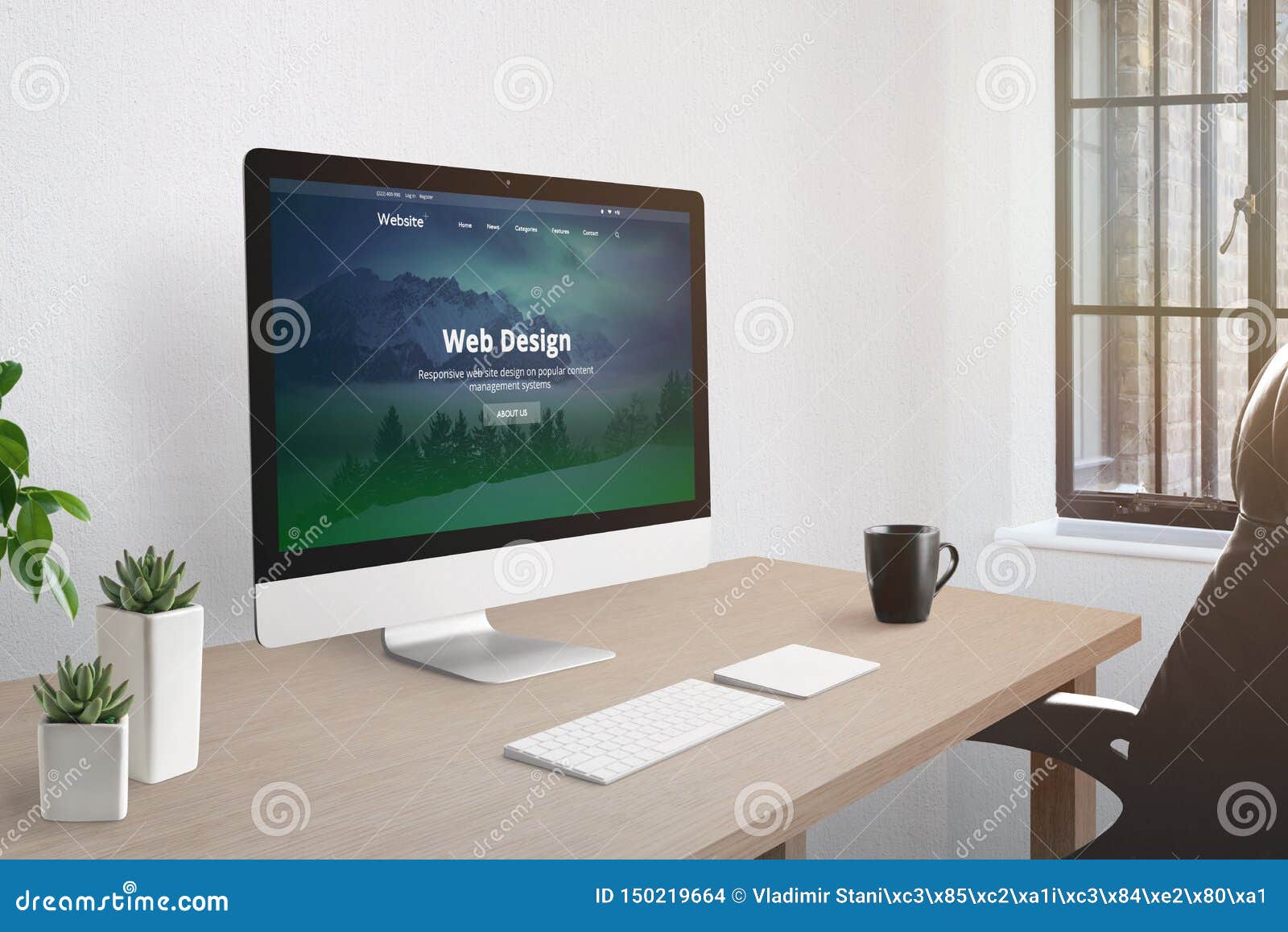 Web Design Studio Office Concept. Computer Display with Web ...