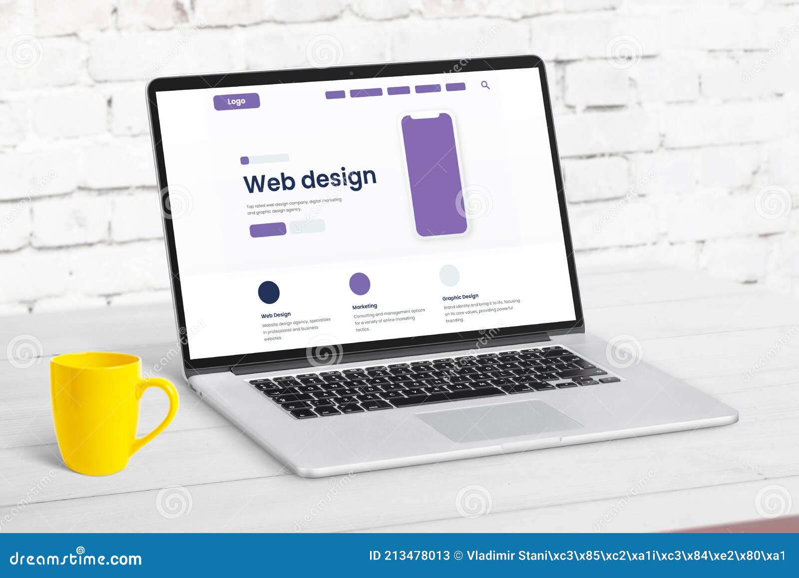 Web Design Studio Page Concept with Website Elements on Laptop Computer ...