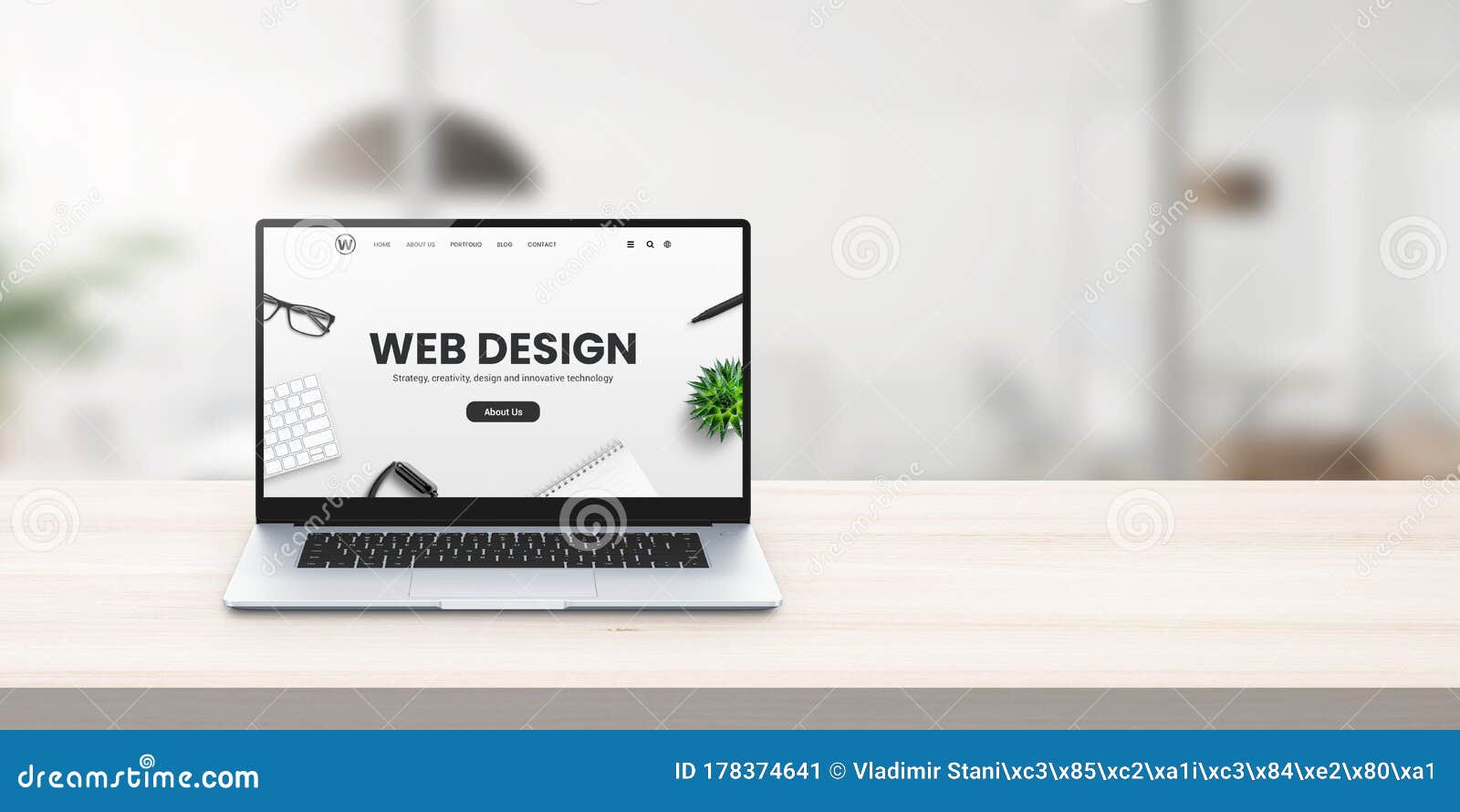 Web Design Studio Promo Web Site on Laptop Stock Image - Image of ...