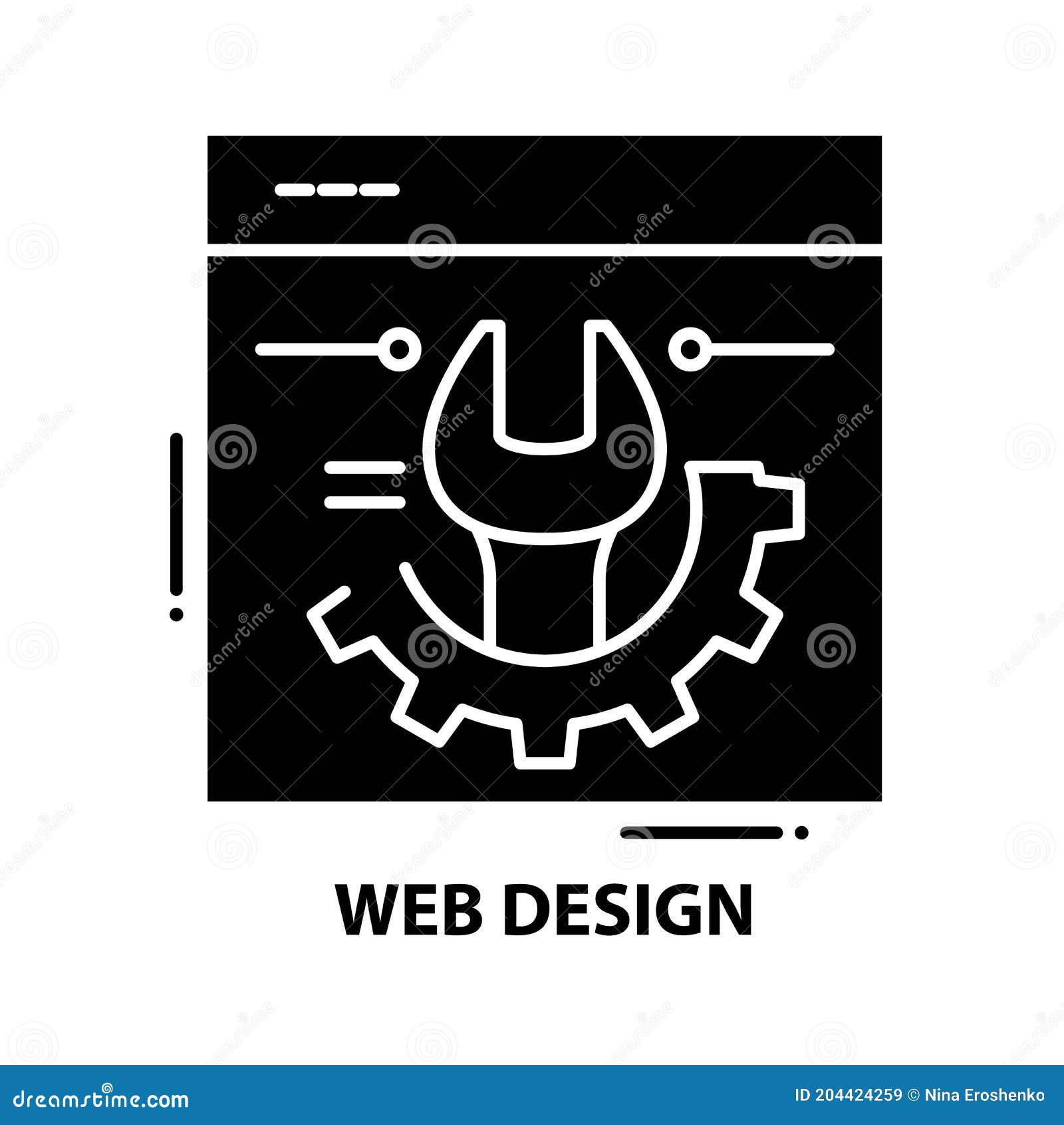 Web Design Symbol Icon, Black Vector Sign with Editable Strokes ...