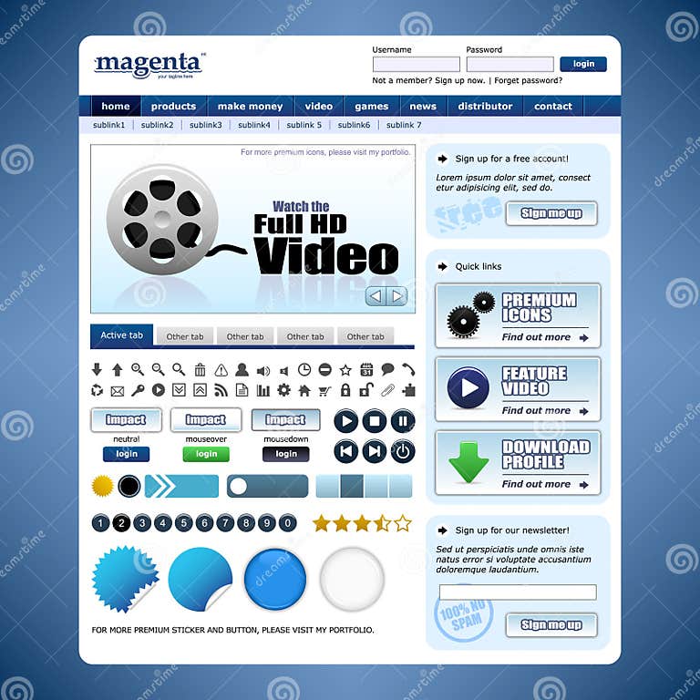 Web Design Template 10 Vector (Blue Theme) Stock Vector - Illustration ...