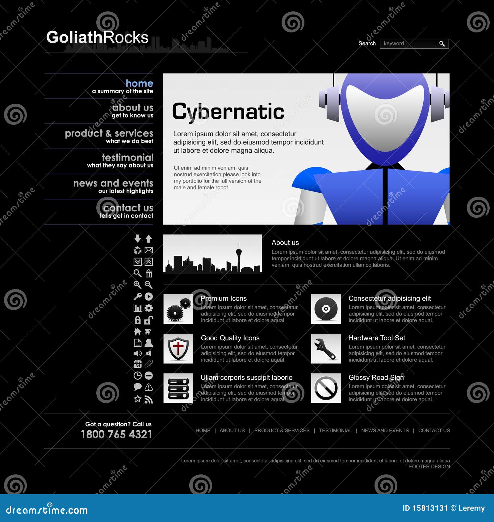 Web Design Template 12 Vector (Black Theme) Stock Vector - Illustration ...