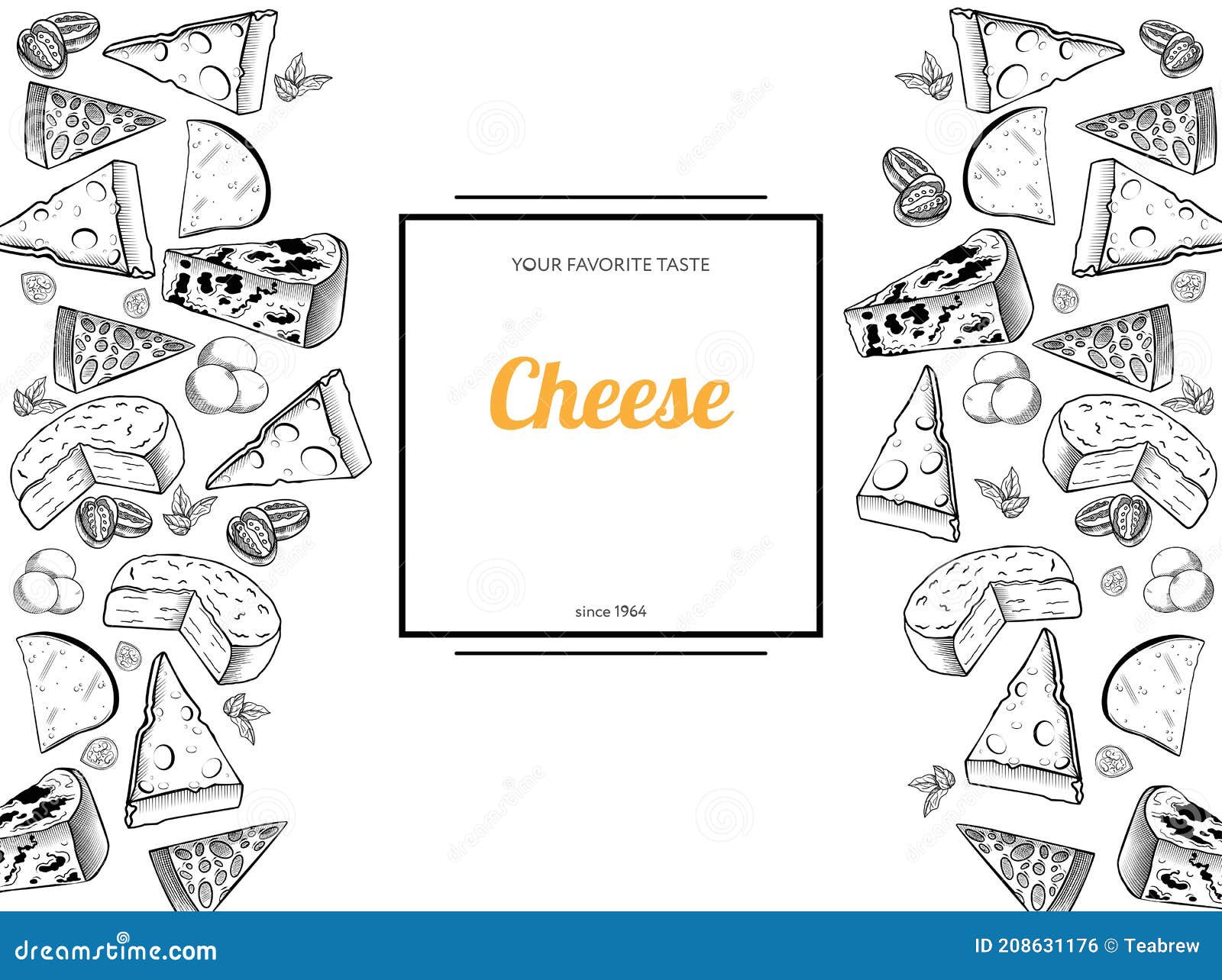 Cheese Set Monochrome Hand-drawn Vector Illustration Stock Vector ...