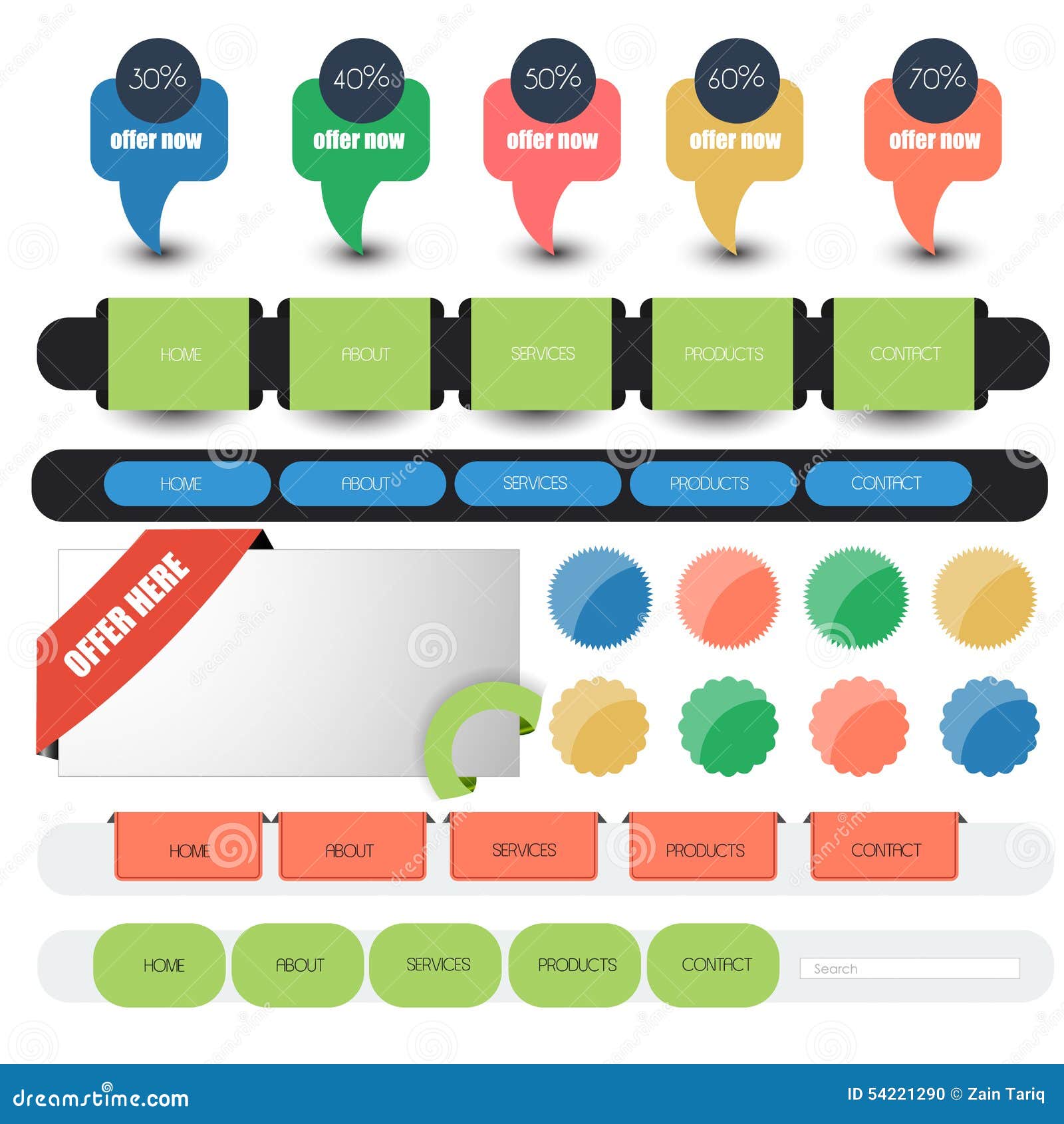Web Design Template Navigation Elements Stock Vector - Illustration of ...