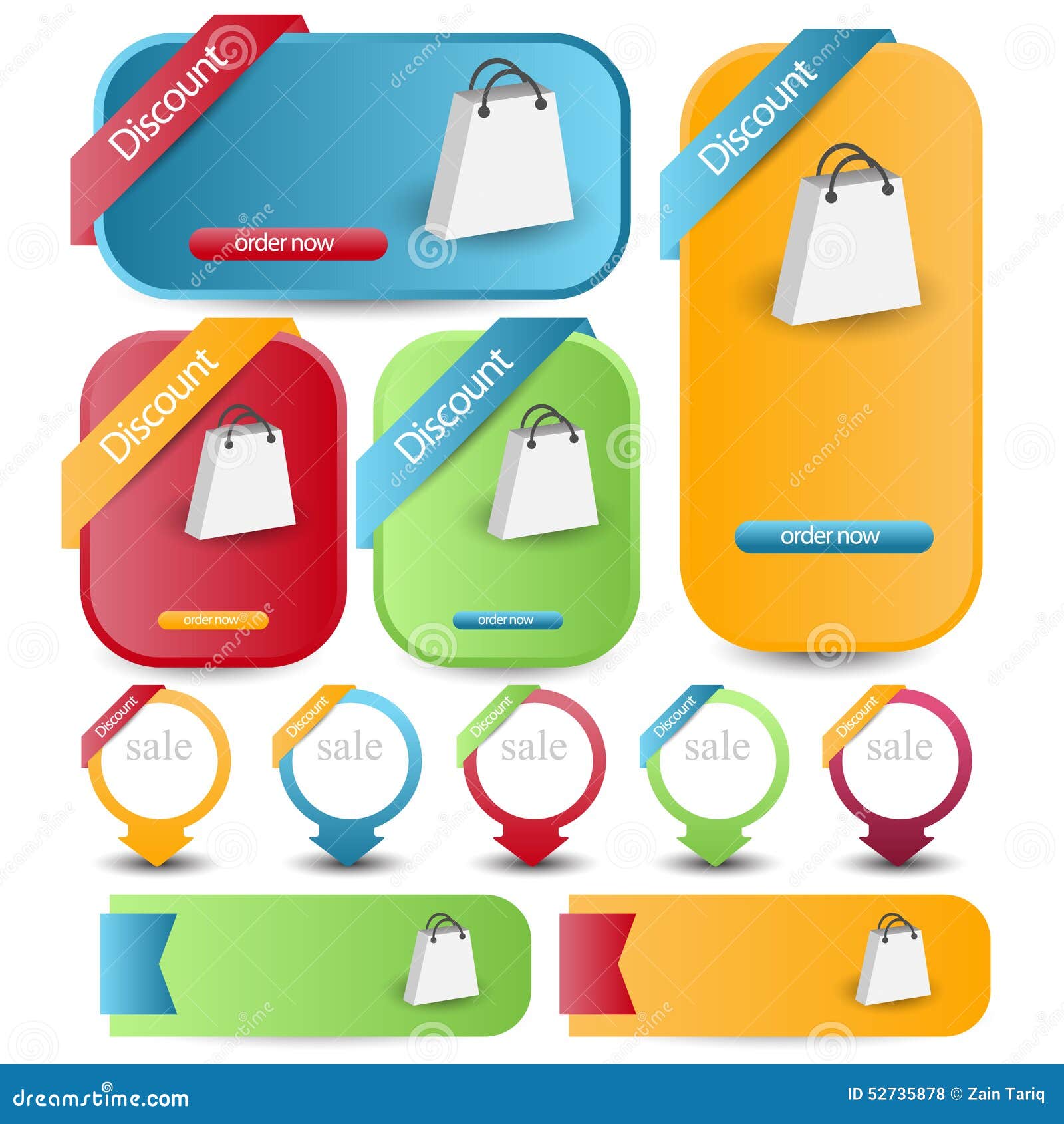 Web Design Template Navigation Elements: Navigation Buttons with ...