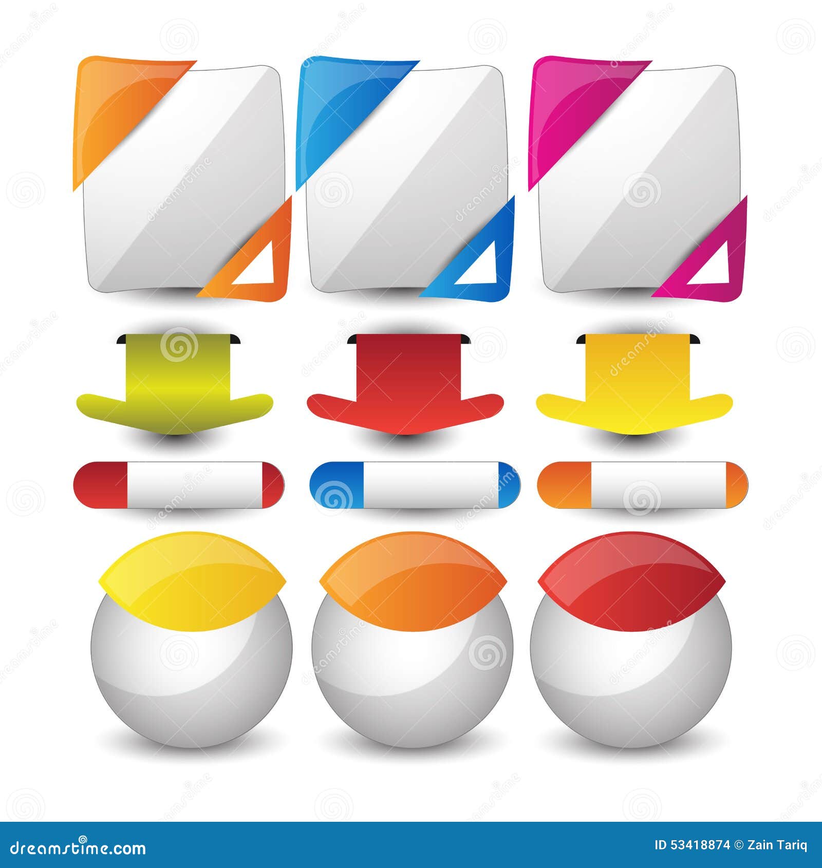 Web Design Template Navigation Elements: Navigation Buttons with ...