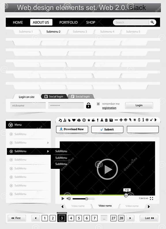 Web Design Template Set 2.0 Stock Vector - Illustration of browse ...