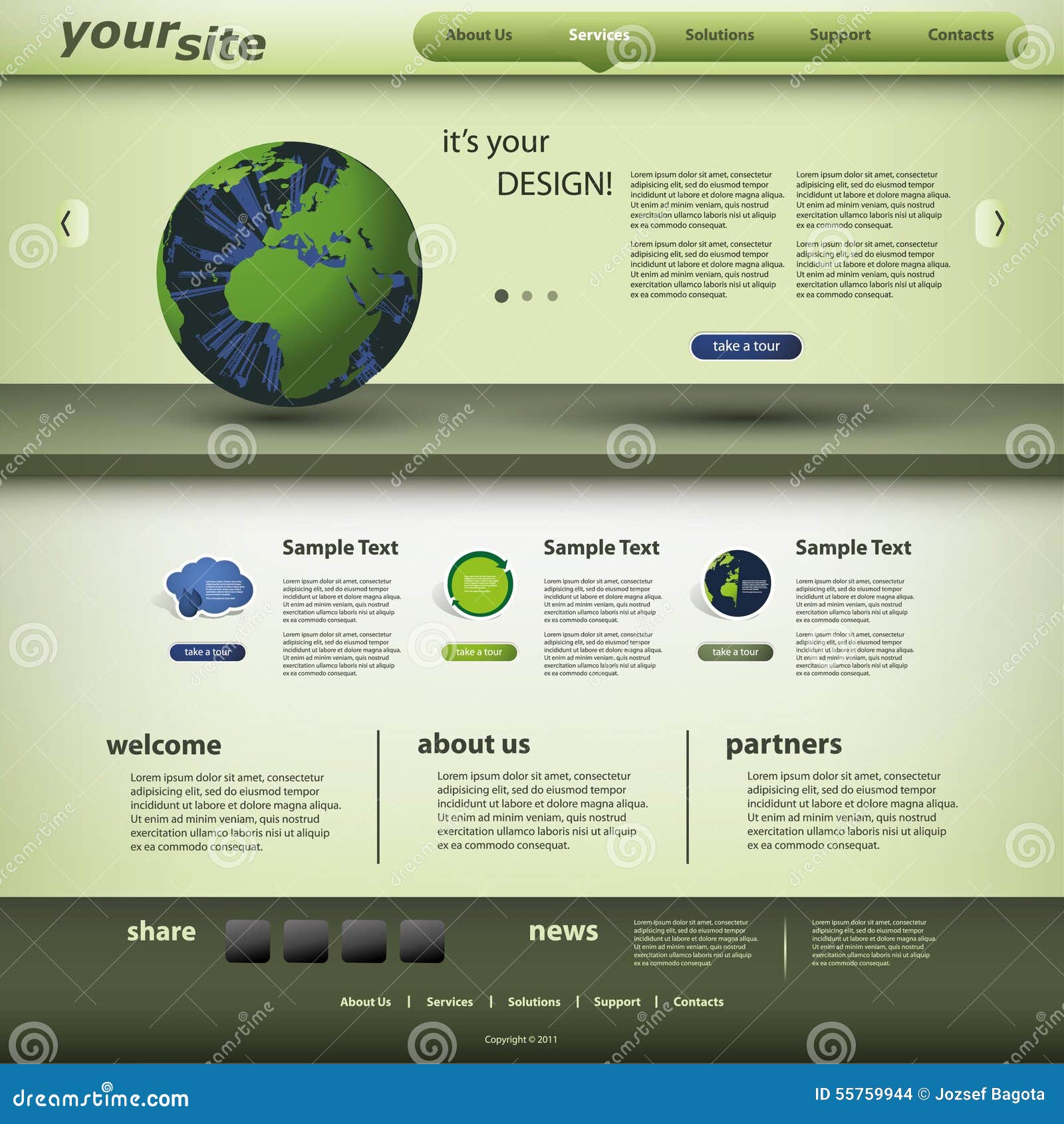 Web Design Template stock vector. Illustration of button - 55759944