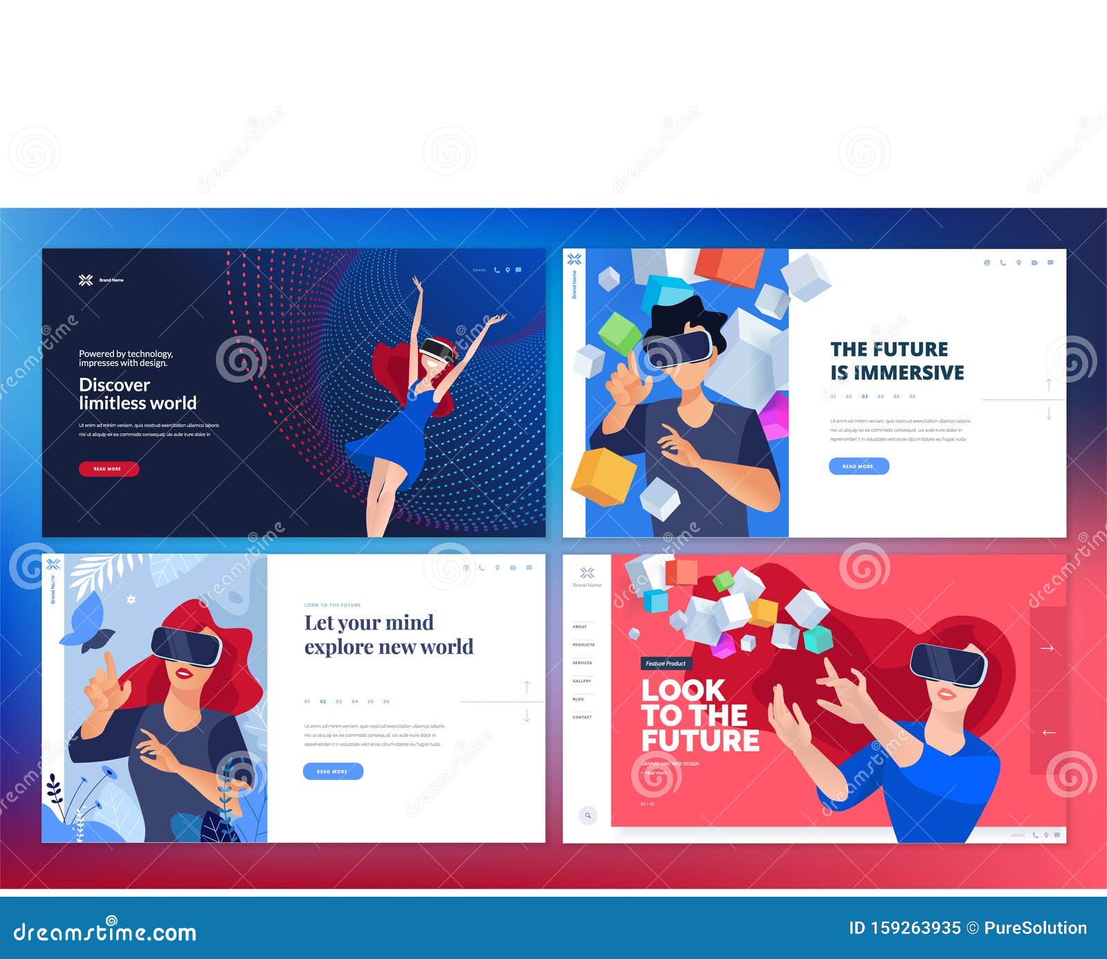 Web Design Templates of Virtual Reality Stock Vector - Illustration of ...